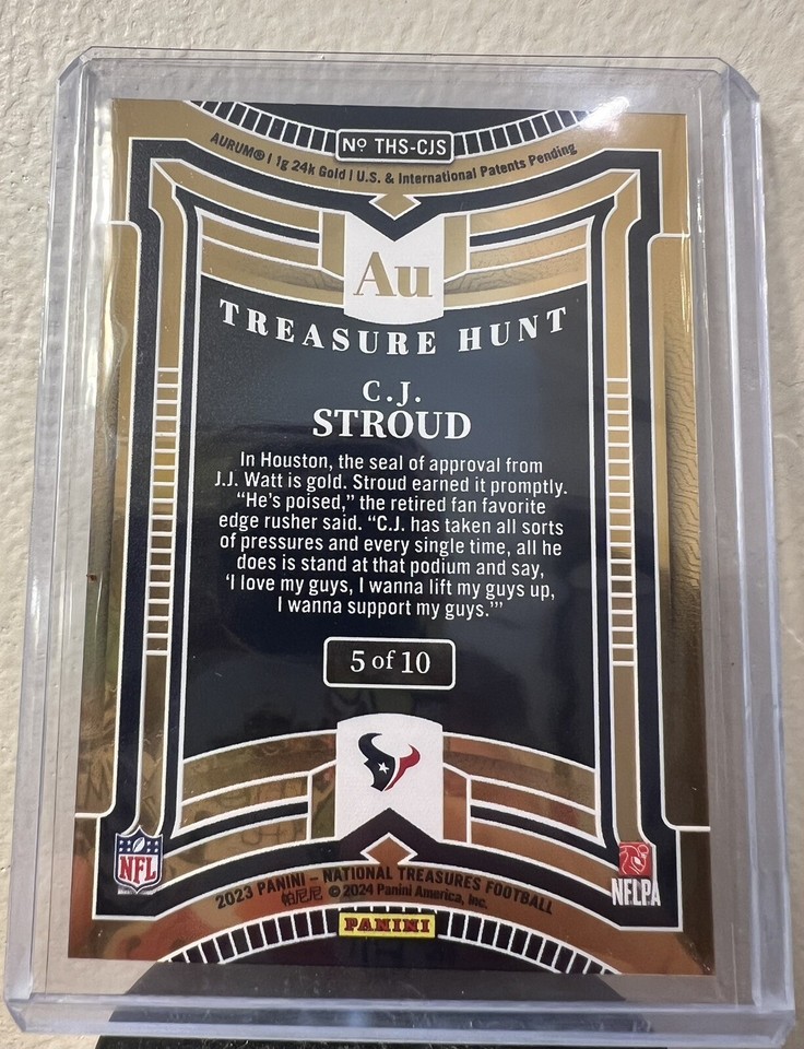 2023 PANINI NATIONAL TREASURES C.J. STROUD GOLD💰 TREASURE HUNT 5/10 RC ...