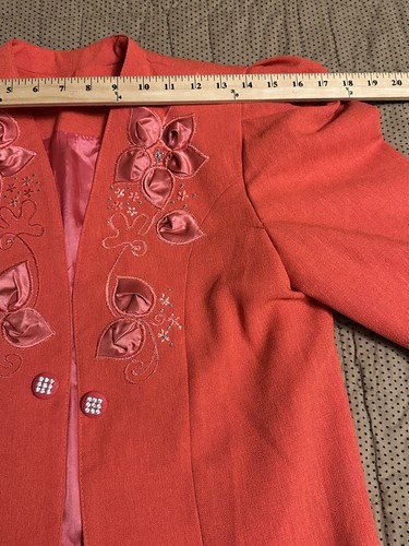 Vtg 80’s Young Salon Women’s Open Jacket Embroidered Bling Orange ...