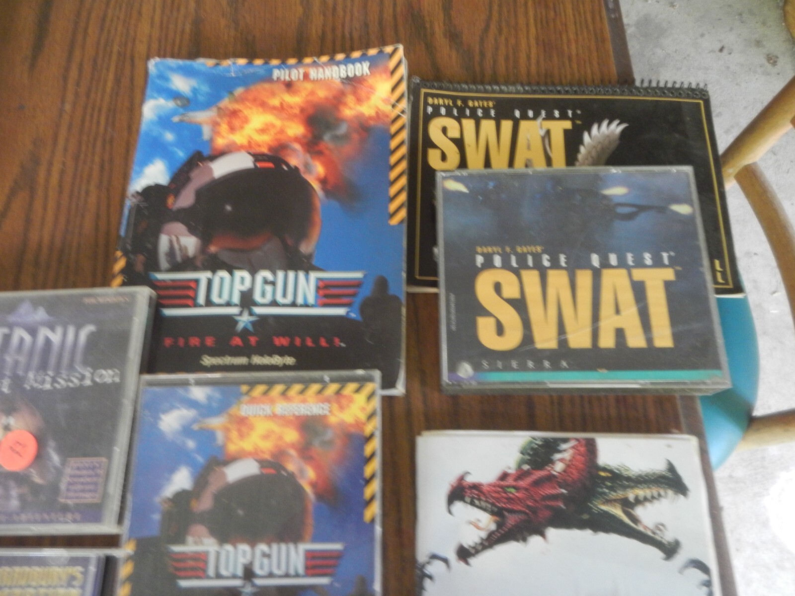 15 COMPUTER CD GAMES WITH 6 BOOKS SEGA PLAY STATION TOP GUN SWAT TOMB ...