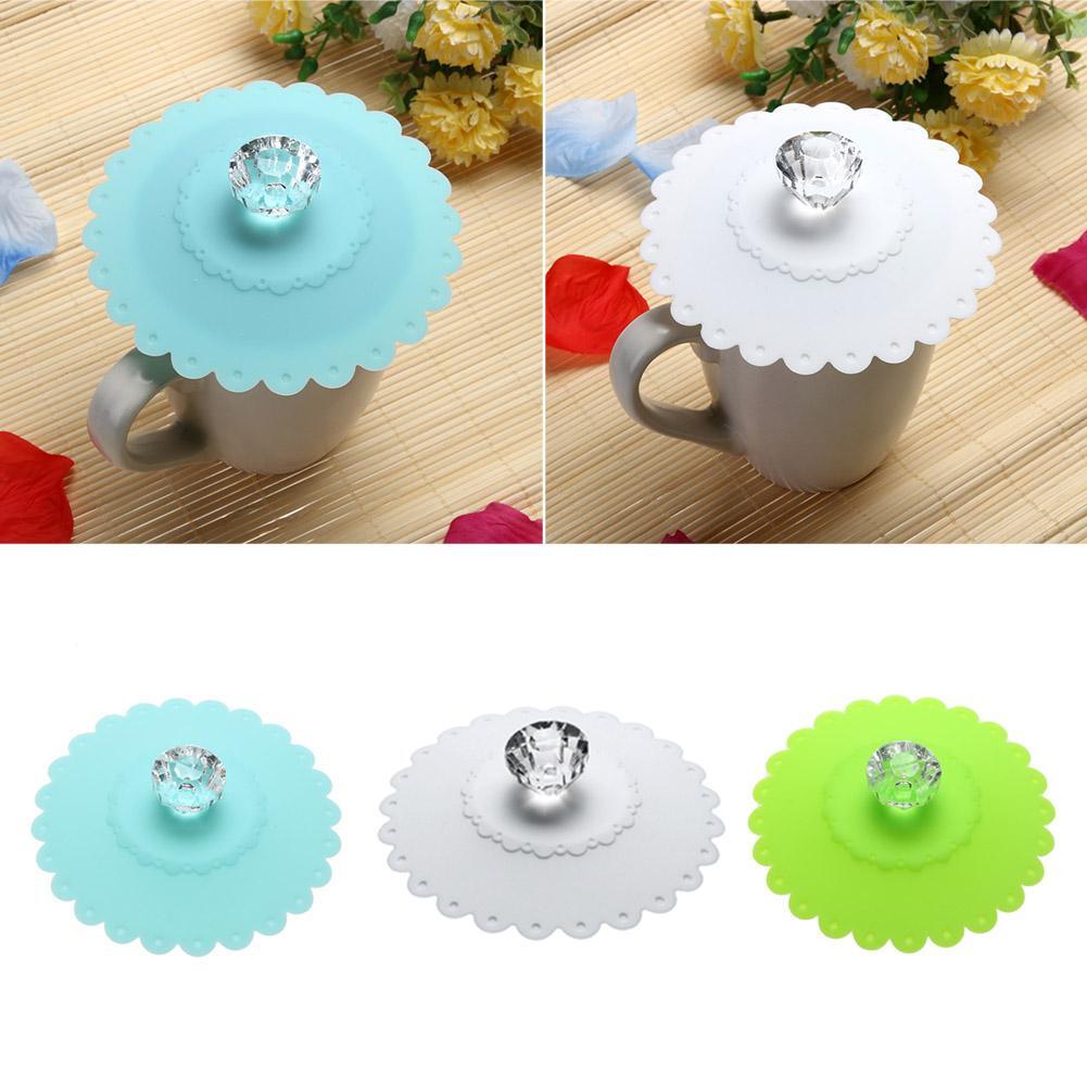 Lace Silicone Diamond Cup Lid Thermal Insulation Cup Cover (Baby Blue ...