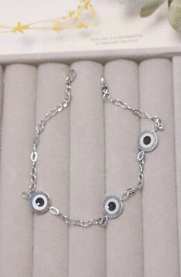 Silver Lucy Cloud Pattern Health Dics Bracelet Chain Bangle Punk Xmas ...