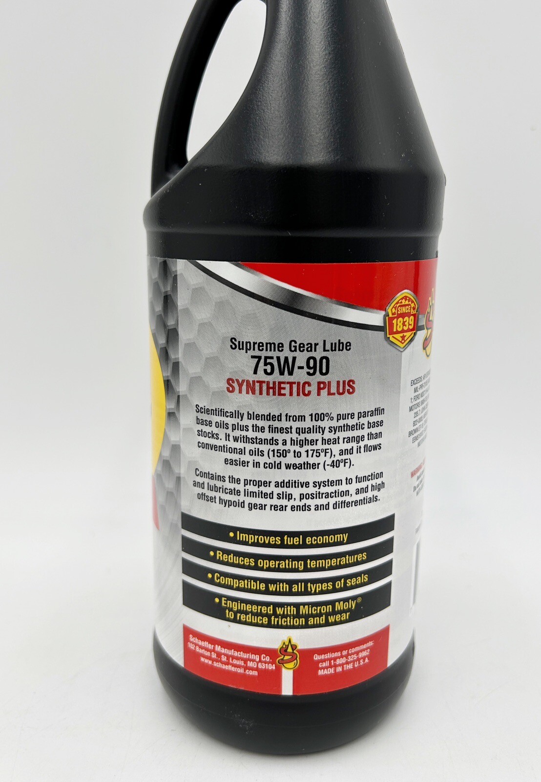 75W90 Schaeffer's Supreme Micron Moly Gear Oil, 4 Quarts 75W-90 | eBay