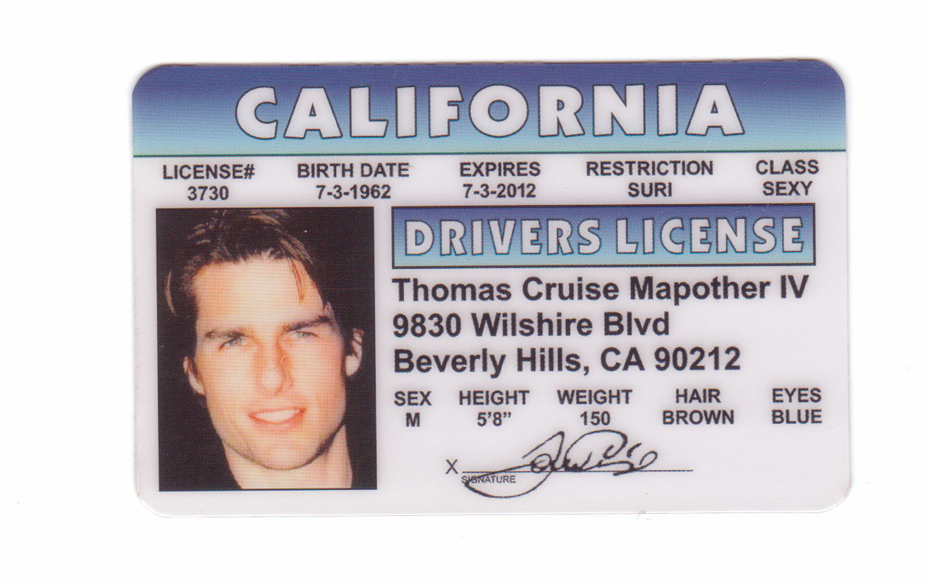 Tom Cruise star of Mission Impossible Ethan Hunt id card Drivers ...
