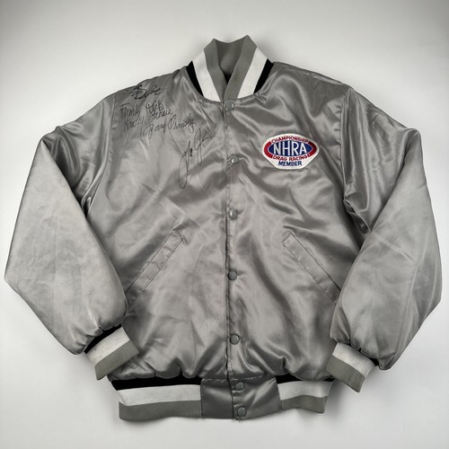 Vintage 80s NHRA Drag Racing Jacket Medium Autographed Signed Satin ...