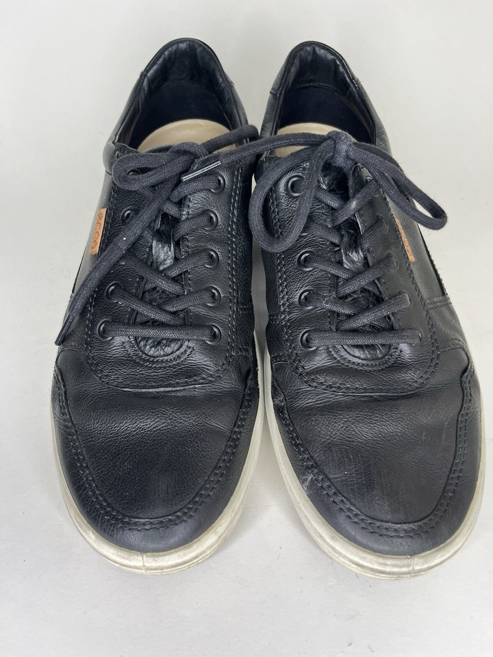 Ecco Lace Up Shoes Casual Sneakers Men Size 44 US 10-10.5 Black Leather ...