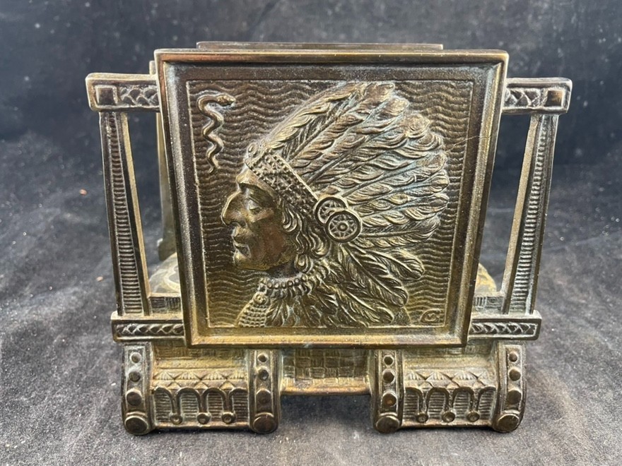 Judd Mfg Co Antique Indian Chief Cast Iron Letter /Napkin Holder ...