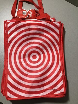 5 Reusable Bullseye Target Shopping Grocery Bag Tote, 16"x12"x7” | eBay