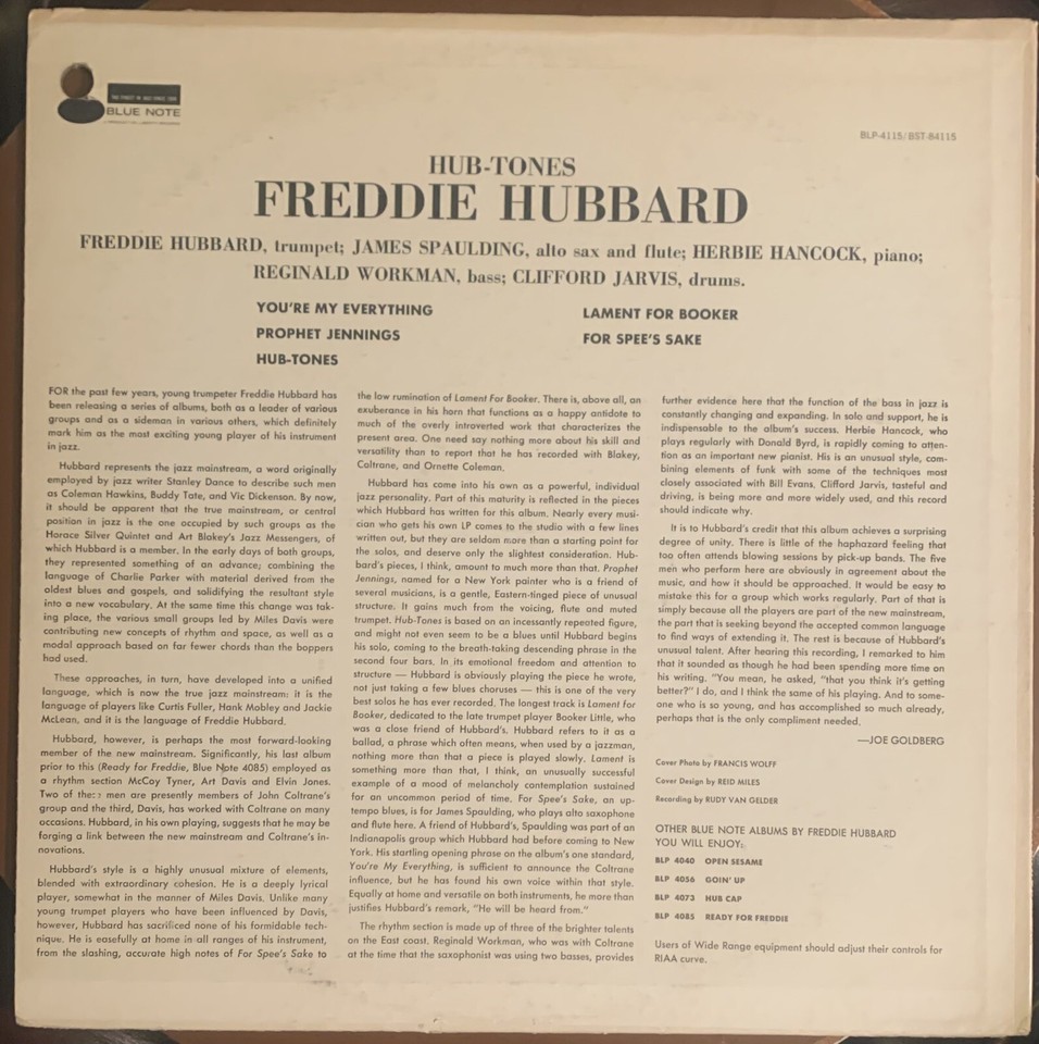 Freddie Hubbard-Hub Tones LP Blue Note BST-84115 70’s Pressing VG+ | eBay