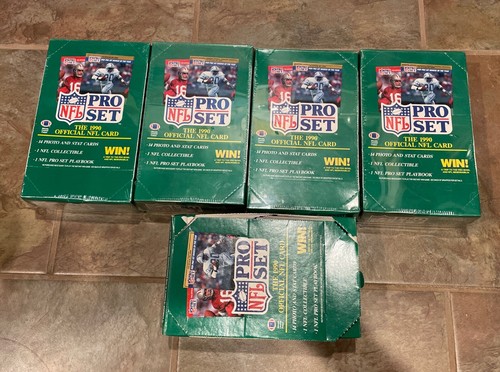 (5) Boxes Series 1 1990 NFL Pro Set Football - 4 sealed - 1 Open - Bo ...