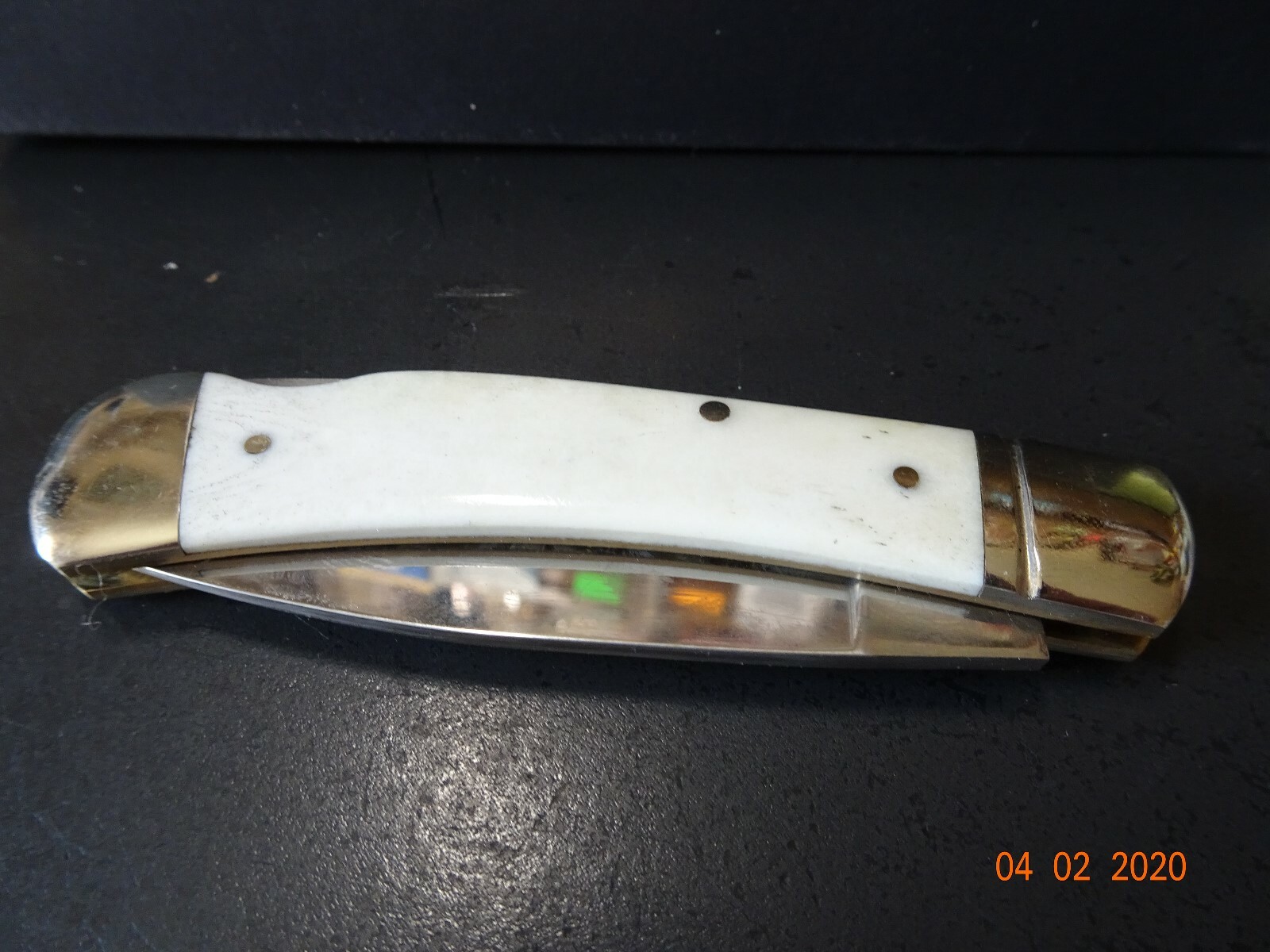 3 3/4" BOKER WHITE SMOOTH BONE POCKET KNIFE 440 STAINLESS STEEL LOCKING ...