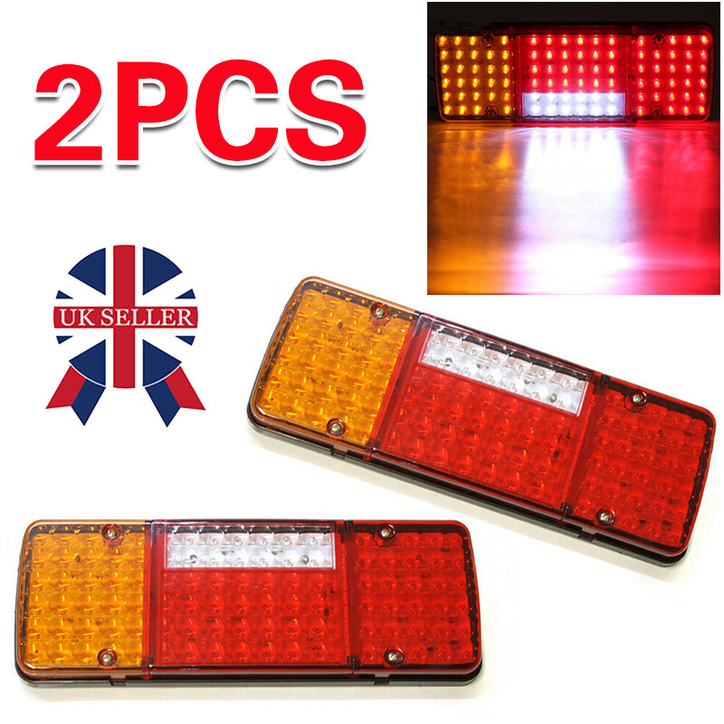 Pair 12V Led Rear Tail Light Lamps 5 Function Trailer Caravan Truck ...
