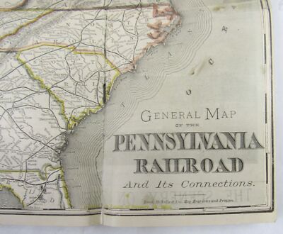 1876 Pennsylvania RR PRR Hand Colored Map Centennial Exposition Steel ...