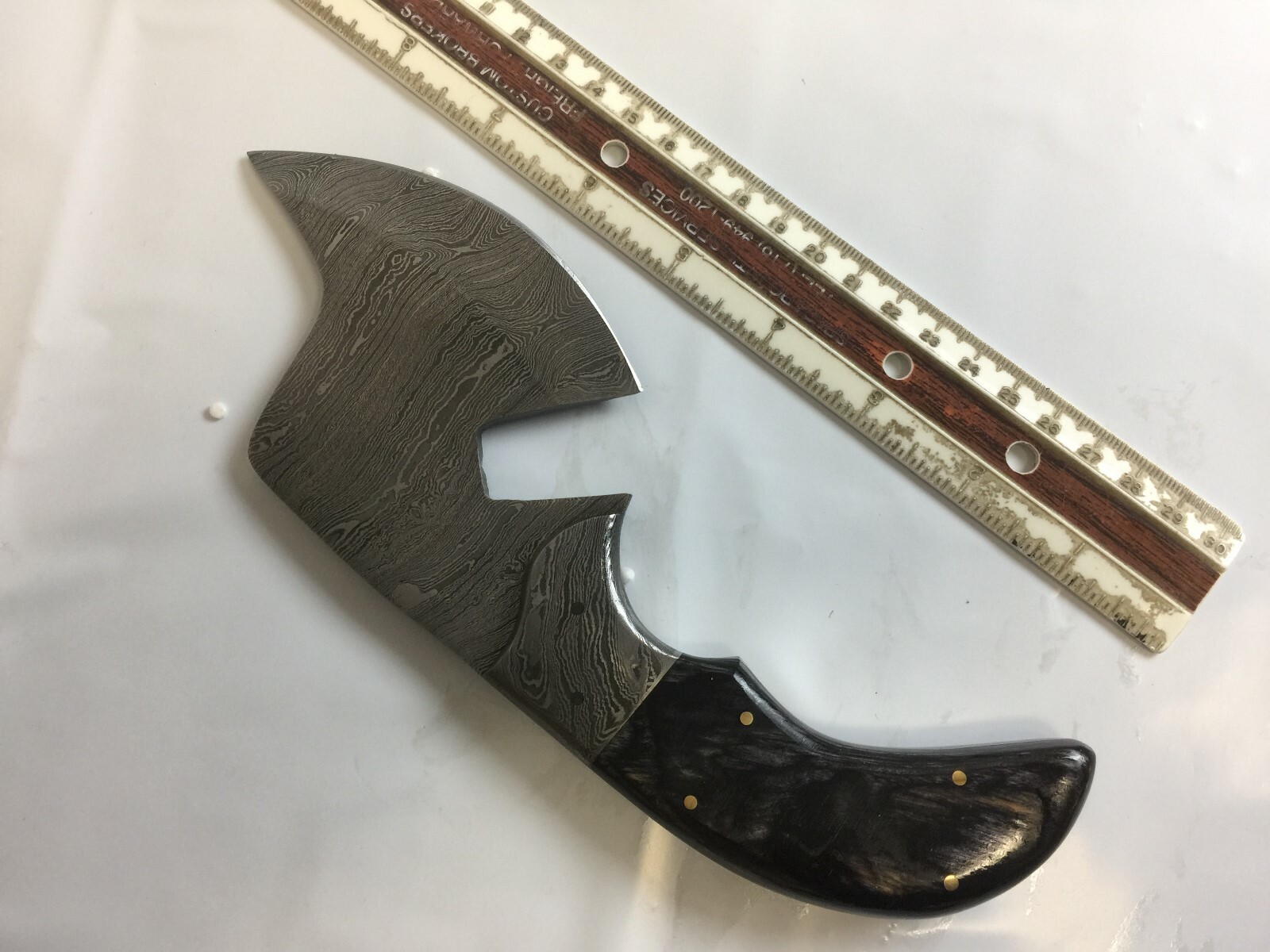 Damascus steel chopper knife, small cleaver, 7" & 9" long, Leather ...