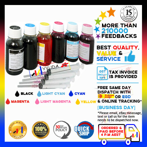 6x NoN-OEM 100ml REFILL INK Alternative for EPSON R290 R390 RX610 T0821 ...