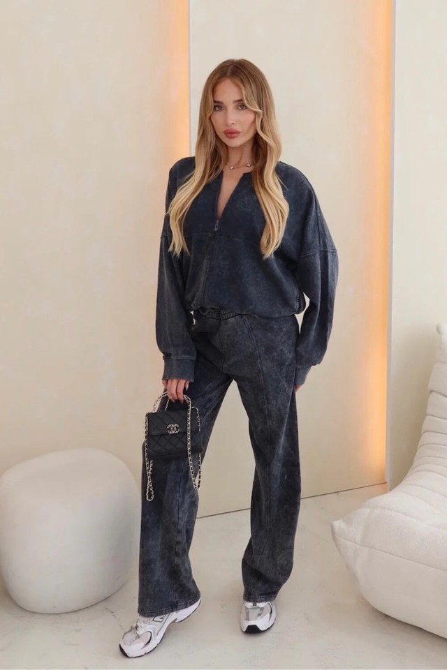 Women Bomber Oversize Baggy 2 Piece Lounge Wear Casual Set Ladies Suit ...