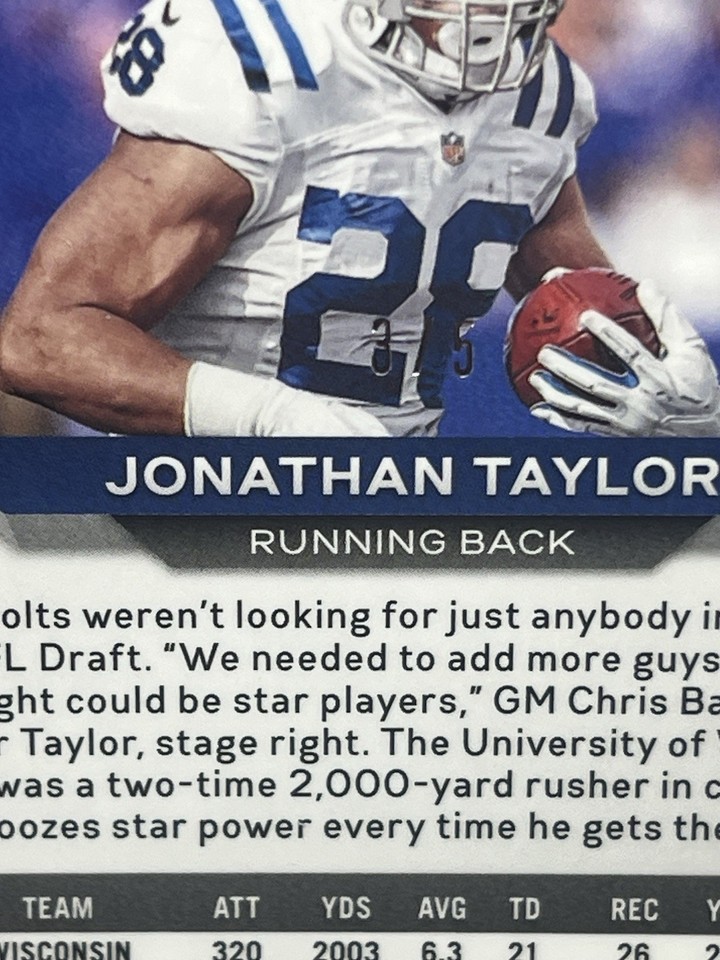 2020 Panini Prizm Jonathan Taylor Gold Vinyl RC Auto #3/5 | eBay