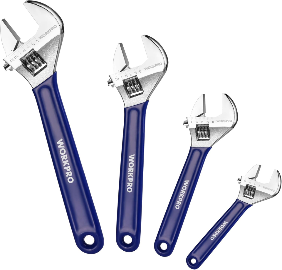 4-Piece Adjustable Wrench Set (6", 8", 10", 12") – Heavy-Duty, Wide Jaw ...