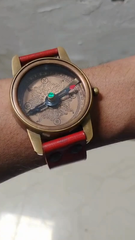 Vintage Compass Wrist Watch Brass Nautical Leather Steampunk & A ...