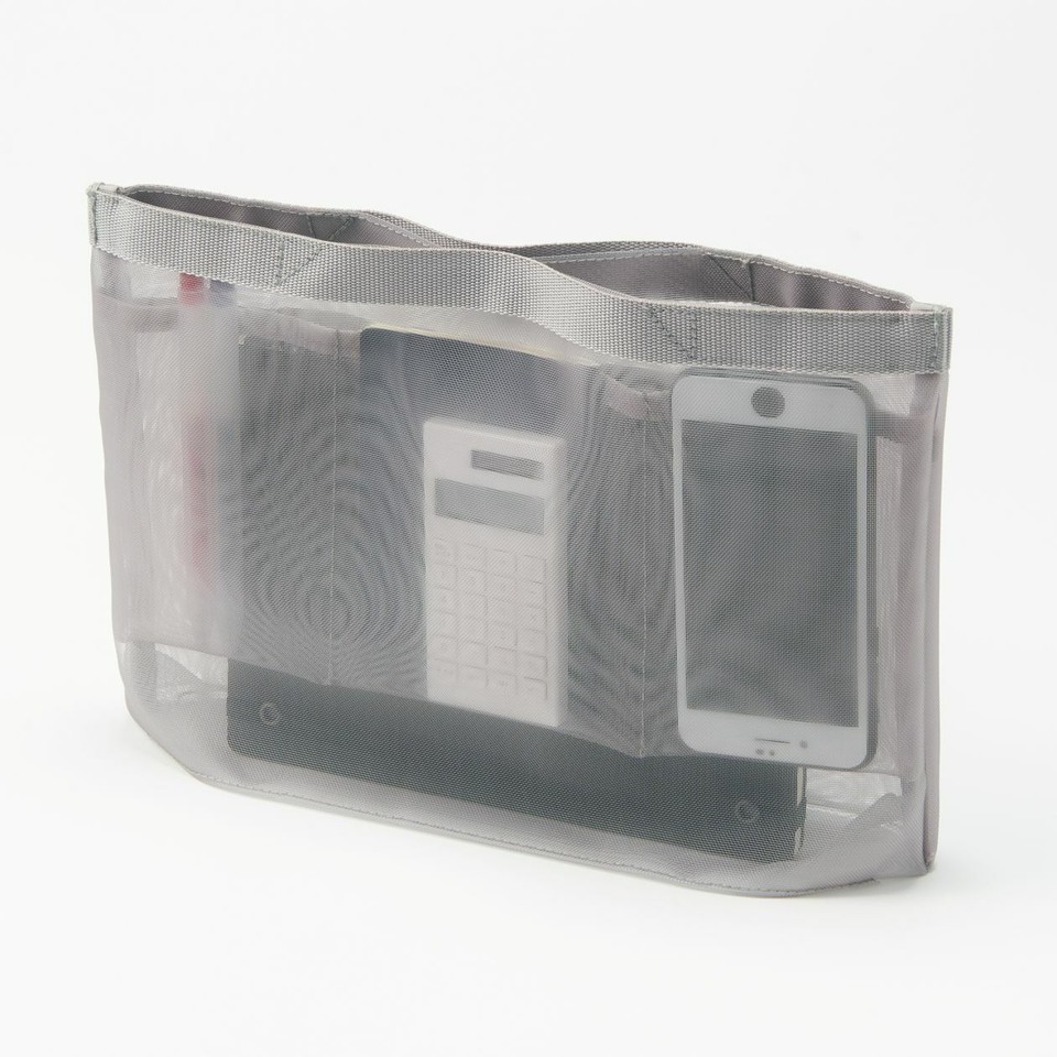 (SELECT) MUJI Light and durable NYLON MESH BAG ORGANISER black gray A4 ...