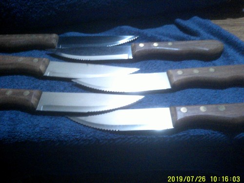 6-Pointed Tip JUMBO Brazil Stainless Steak Knives Riveted Wood Handles ...