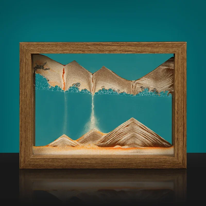 Relaxing Moving Sand Art Picture 3D Square Hourglass Flowing Sandscapes ...