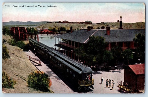 Yuma Arizona Postcard Overland Limited Train Station Exterior View ...