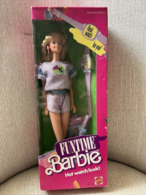 1986 Mattel Barbie Fun Time Doll With Purple Watch 3718 NRFB 2 ...