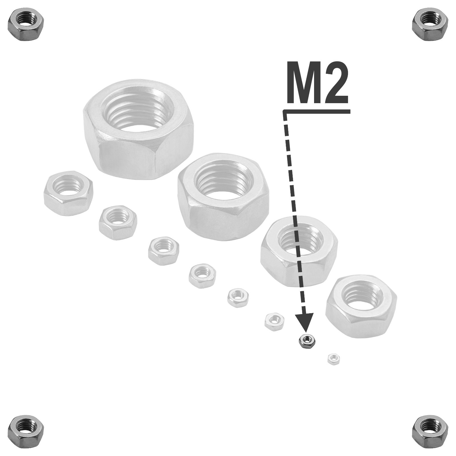 Sechskant-Muttern DIN 934 Edelstahl Rostfrei A2 V2A/A4 M1,6- M3 M4 M5 ...