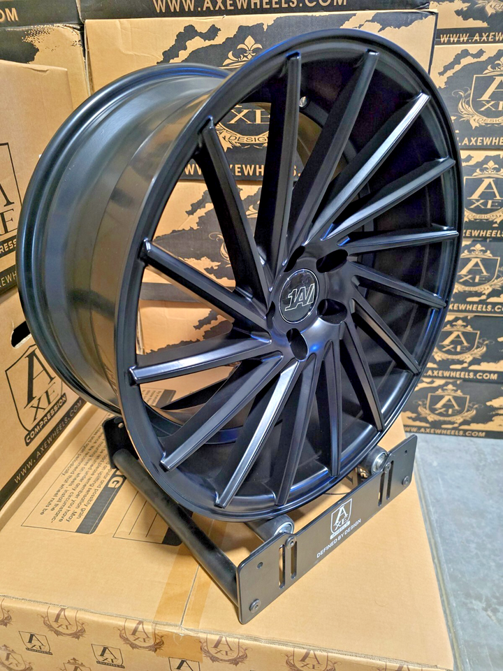 (4) 19" 1AV ZX1 Staggered Satin Black Wheels 5X112 AUDI BMW MERCEDES ...