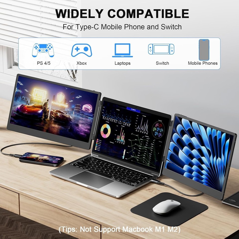 Laptomo S3 Laptop Screen Extender, 14'' Triple Portable Monitor | eBay UK