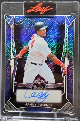 MANNY RAMIREZ 2025 LEAF METAL BLUE SHIMMER PARALLEL AUTO 3/4 RED SOX ...