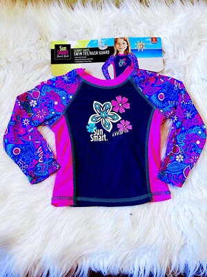 Sun Smart Toddler Little Girls Rash Guard 18-24M Swim Surf’s Tee UPF 50 ...