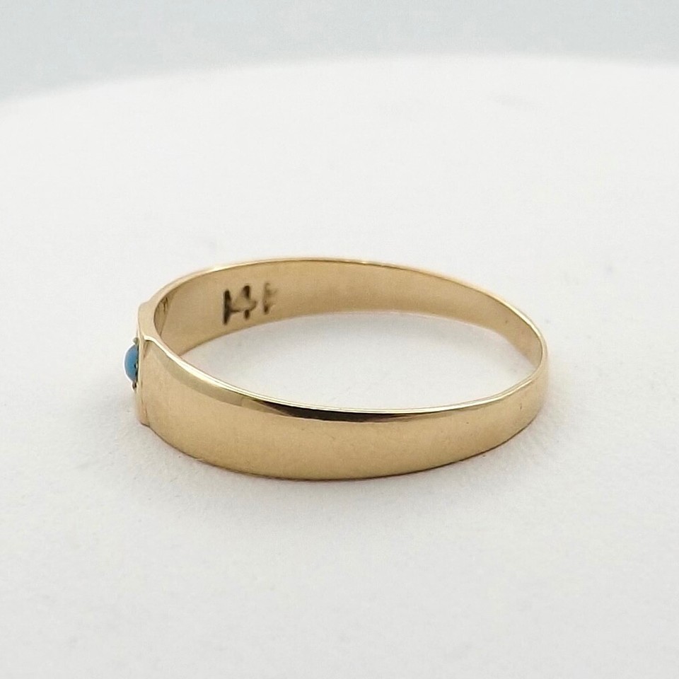 Victorian 14k Gold Turquoise Baby Child Pinky Ring Charm sz1 | eBay