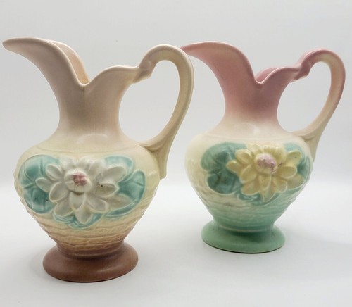 Vintage Hull Pottery Set of 2 Small Pitchers 4.5 inches Tall Made in ...