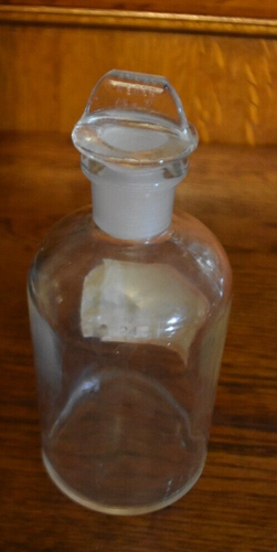 Vintage 8" Pyrex Glass Apothecary Medicine Bottle Jar Embossed Stopper ...