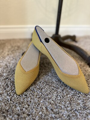 Rothys Yellow Marigold Points Sz 9 Ballet Pointed Toe Shoes Flat Knit ...