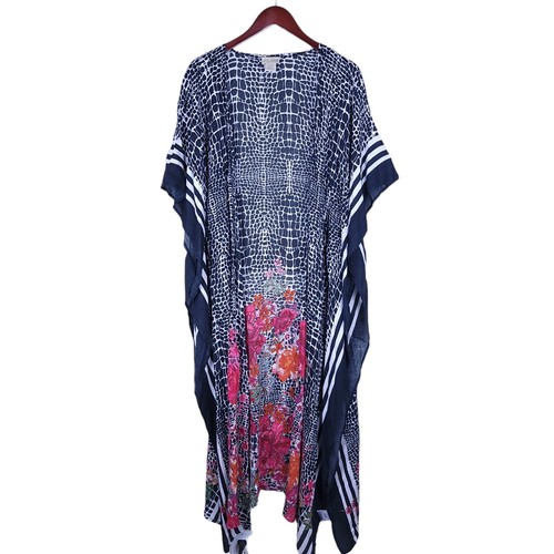 Nalini Womens One Size Kimono Floral Animal Print Long Open Duster ...