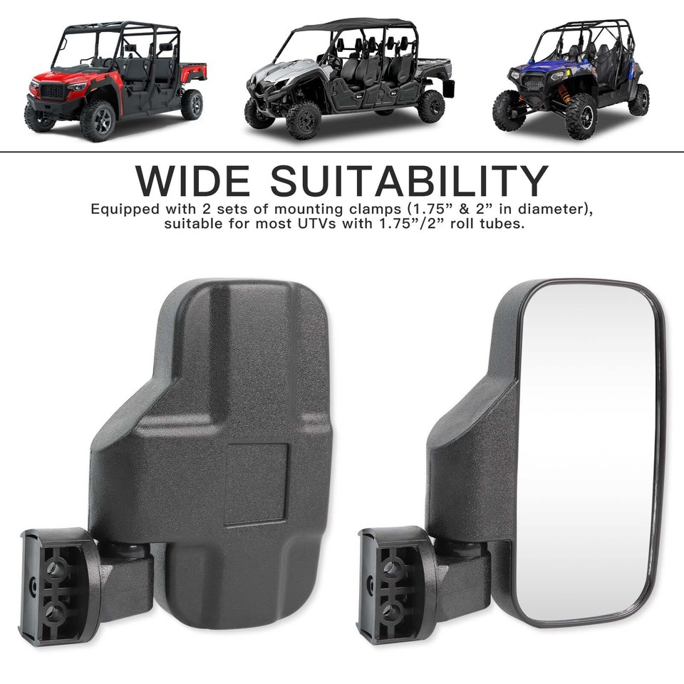 2Pcs Side Rear View Mirrors For 2016-2024 Can-Am Defender Maverick ...