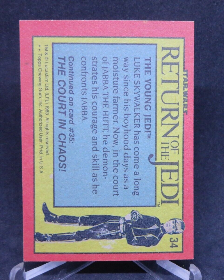 1983 TOPPS STAR WARS #34 Luke Skywalker Jedi ROTJ CARD Decent Shape | eBay