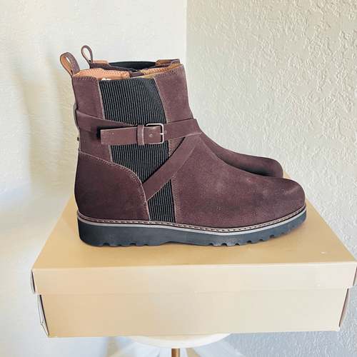 DONALD PLINER CAPTAIN Buckled Lug Sole Bootie, Suede, Dark Brown, Size ...