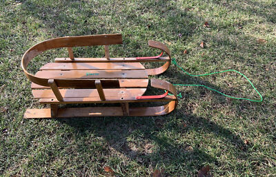 Kinder Sled Paris Child’s Wood Sleigh Display or Use Holiday Christmas ...