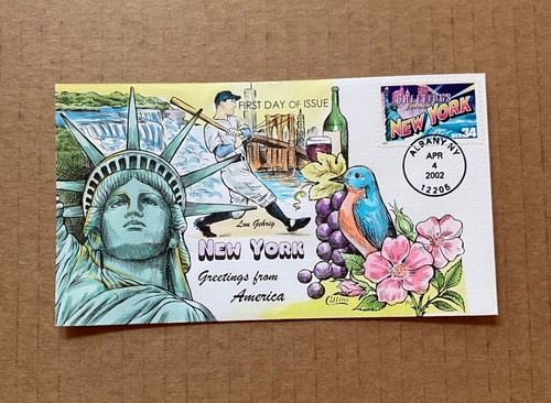 US Collins FDC Hand Painted #3592 New York Greeting from America 2002 ...