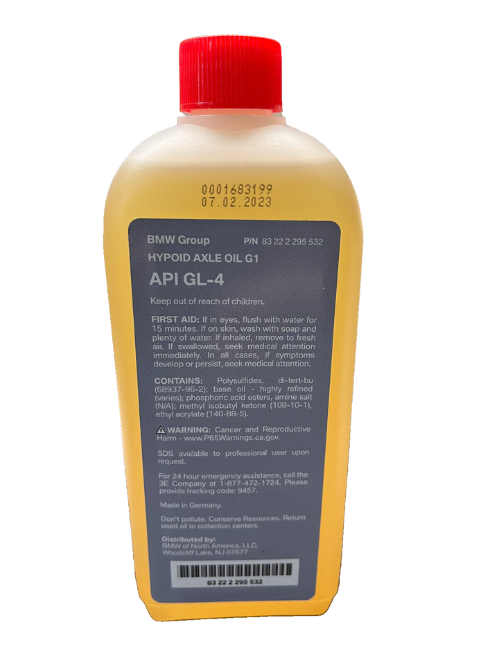 GUNUINE BMW Hypoid Axle Oil G1 500ML 83222295532 75W-85 | eBay