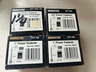 4-pack lot Remington concrete Power Fasteners SP-100 SP125 SP75 1" 1-14 ...