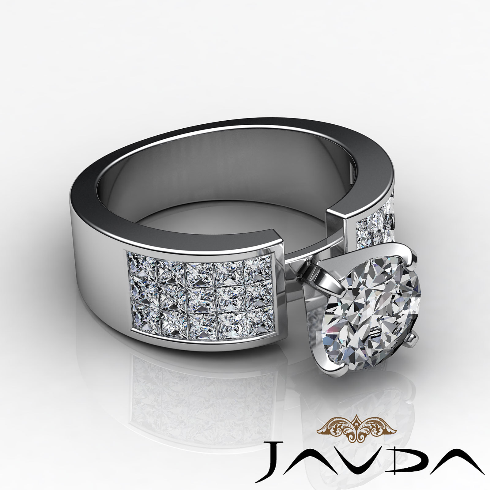 4 Prong Invisible Set Round Diamond Engagement Ring GIA Certified G SI1 ...