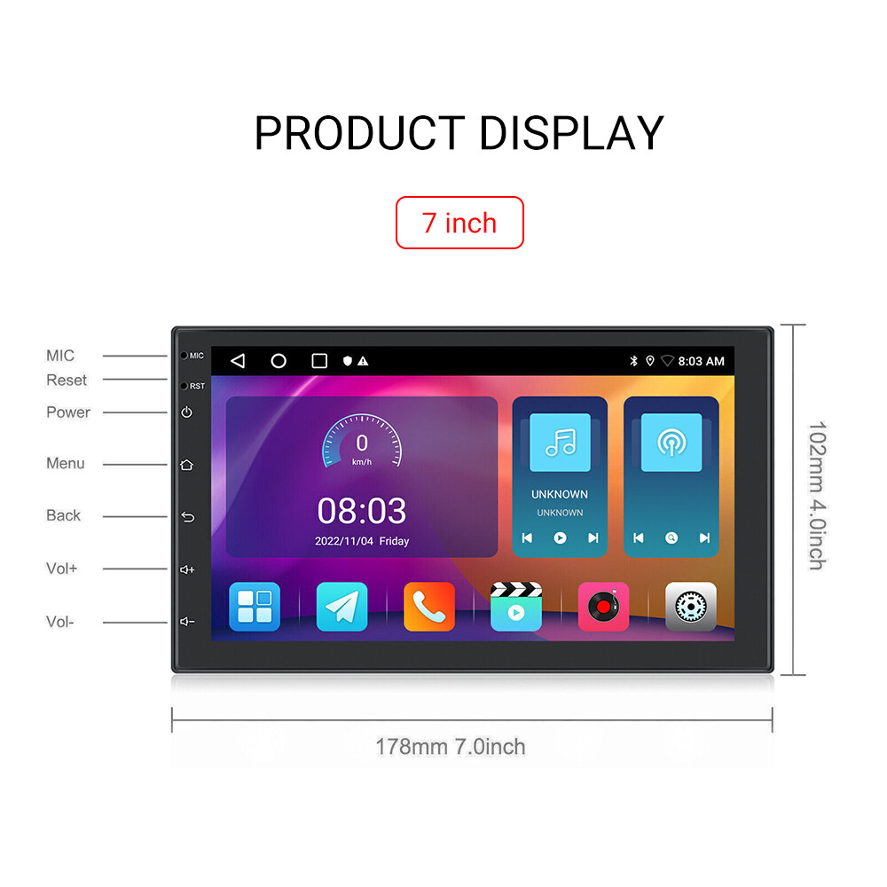 7" Double DIN Car Stereo GPS Head Unit HD Touch Screen for Apple ...