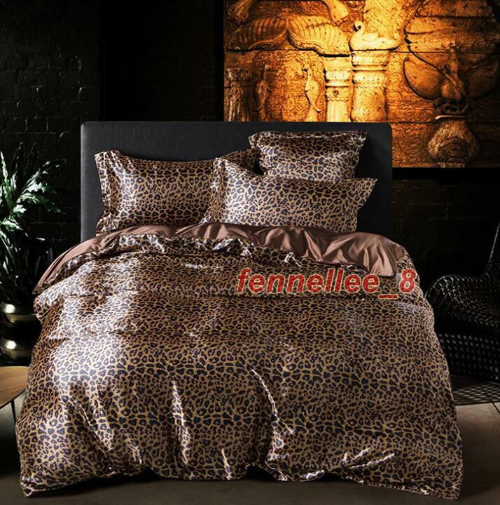 Summer Washed Real Silk Leopard Bedding Set Duvet Cover Sheet ...