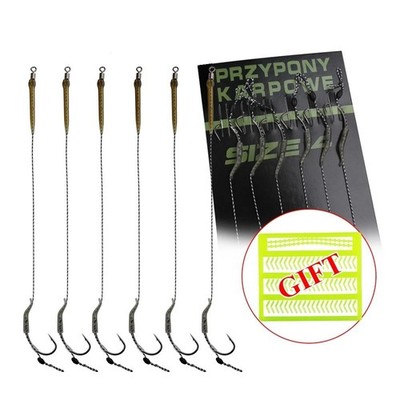6pcs Leader Carp Fishing Hooks Hair Rigs With Line 2/6/8# Hair Rigs ...