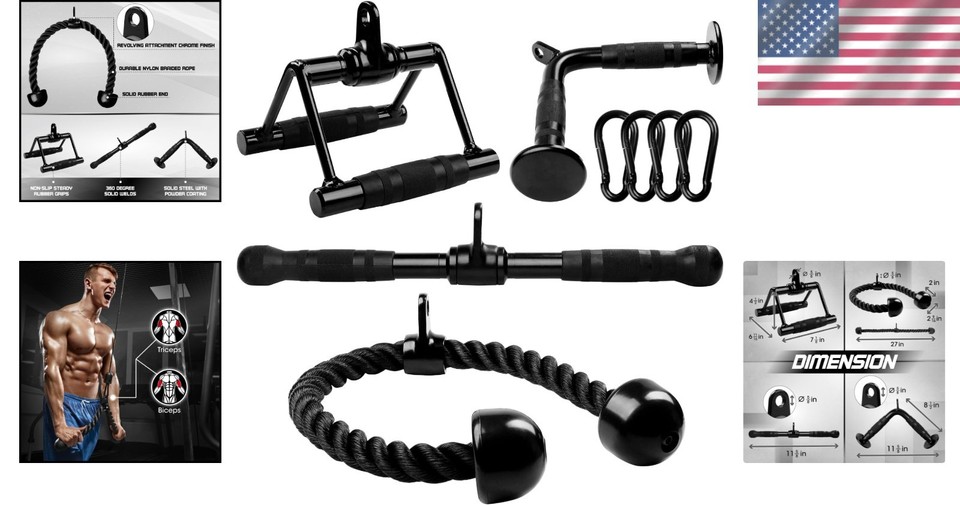4-Piece Heavy-Duty Cable Machine Attachment Set for Versatile Home ...