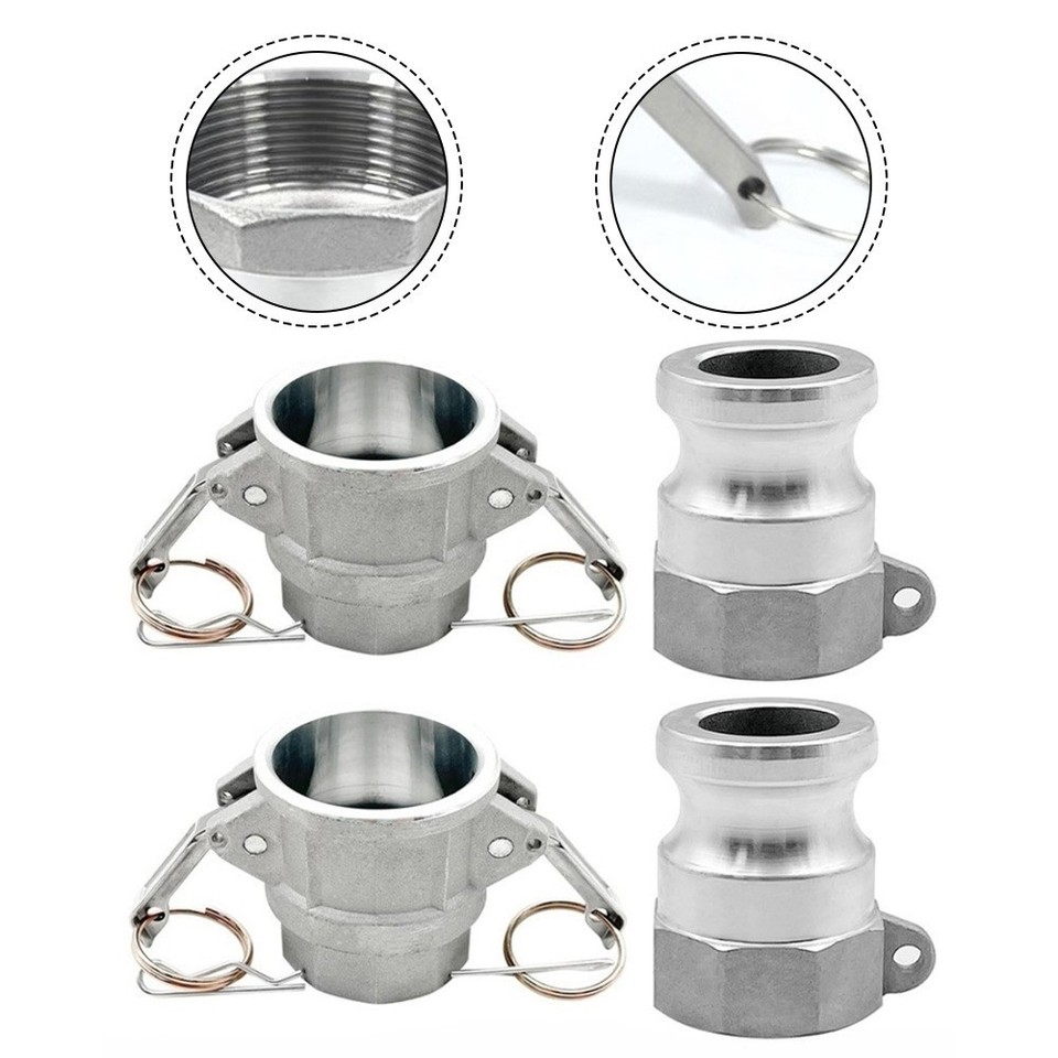 Two Aluminum Cam Lock Fittings with NPT Female Thread for Hose and Pipe ...